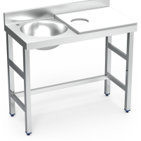 Stainless steel preparation and cleansing table 1000 mm white left tank ...