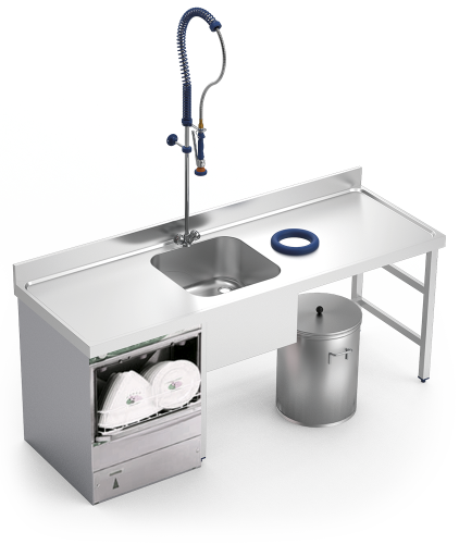 Stainless steel pre-rinse wall-side table 1 left tank - Halls ...