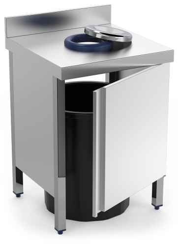 Stainless steel waste chutes wall-side table with door, depth 600 ...